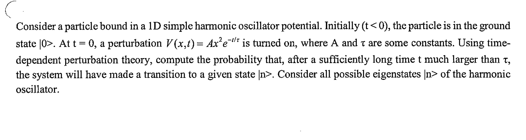 Solved Consider a particle bound in a 1D simple harmonic | Chegg.com