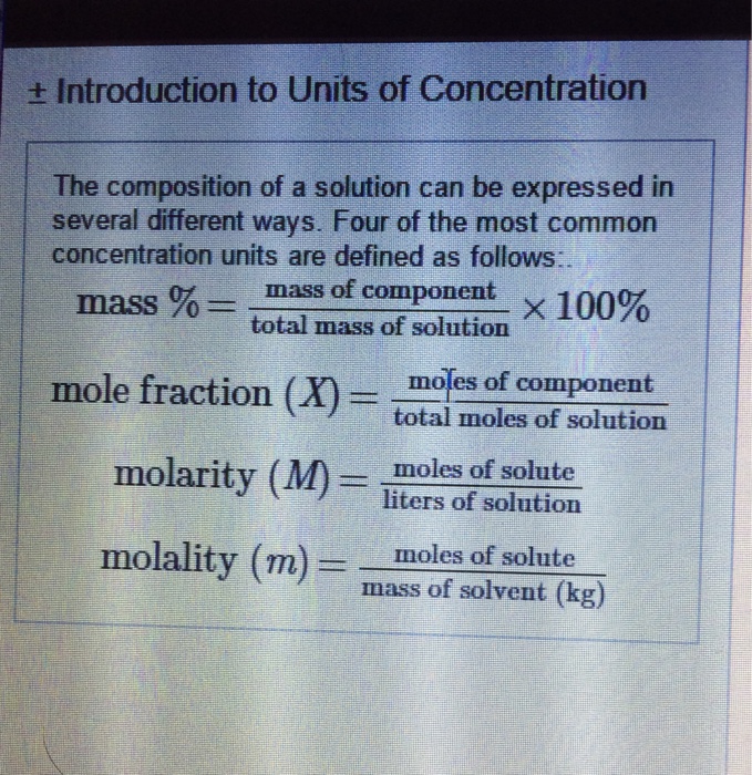 Solved Introduction to Units of Concentration The | Chegg.com