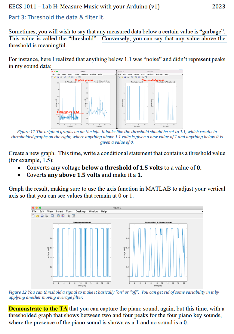 EECS 1011 - Lab H: Measure Music with your Arduino | Chegg.com