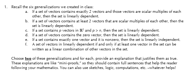 Solved 1. Recall the six generalizations we created in class | Chegg.com
