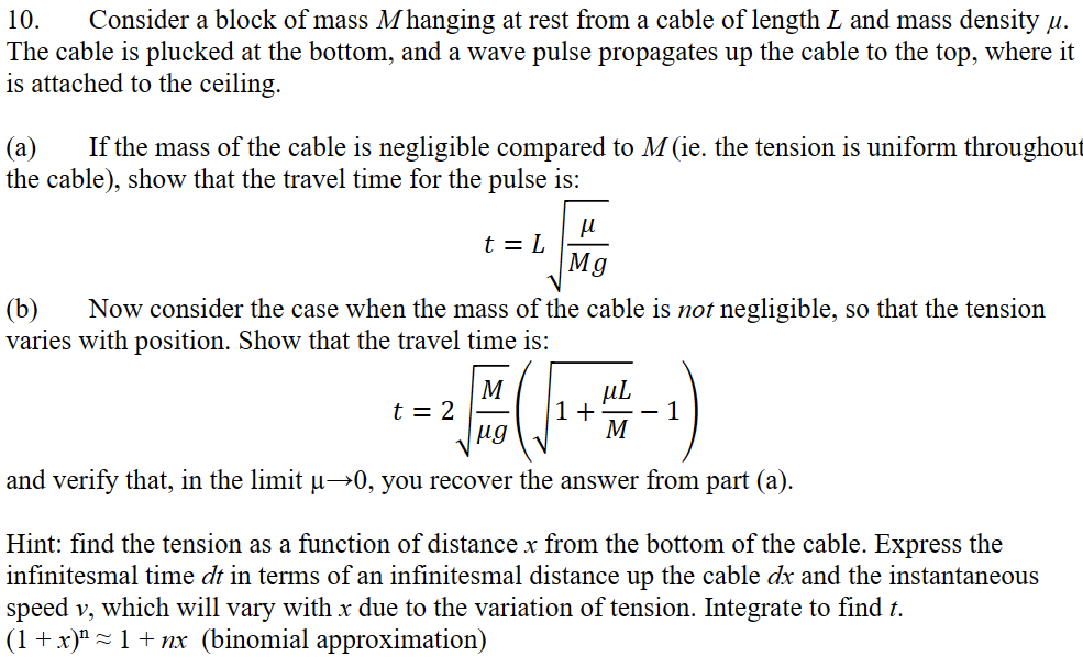 Solved Consider a block of mass M ﻿hanging at rest from a | Chegg.com