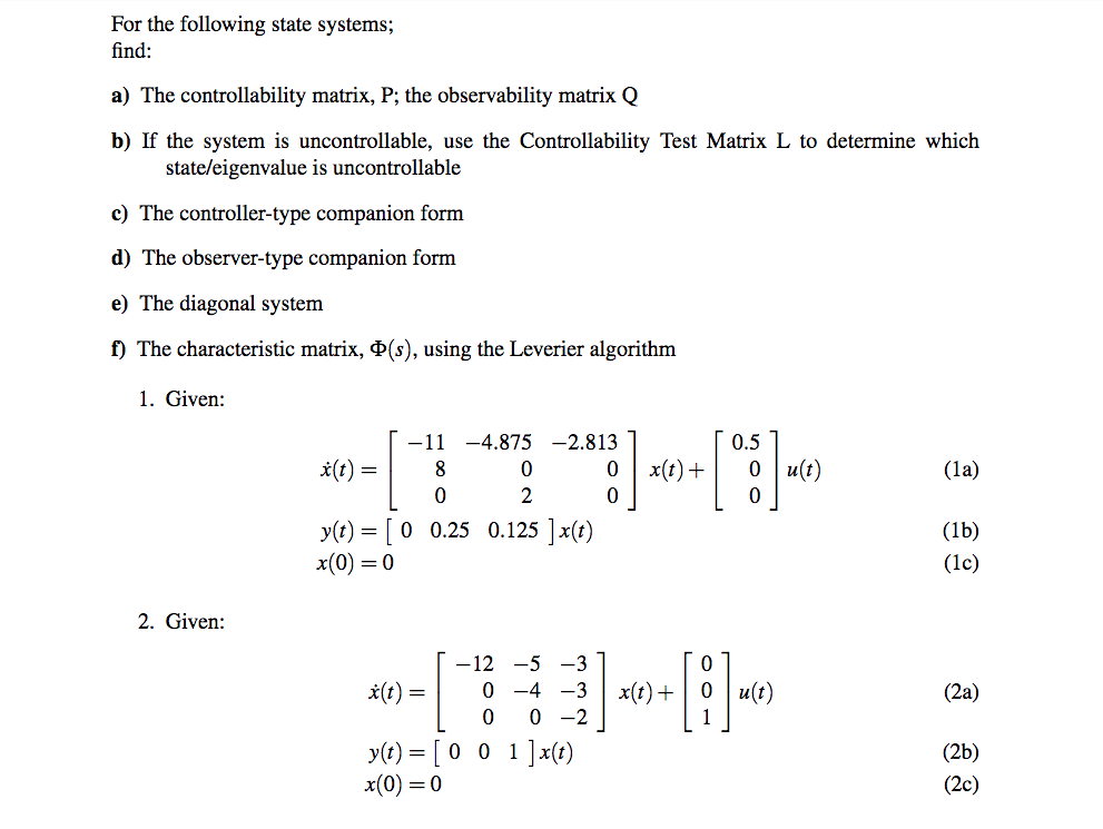 Solved For the following state systems;find:a)The | Chegg.com