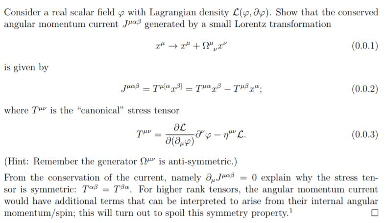 Solved Consider a real scalar field p with Lagrangian | Chegg.com