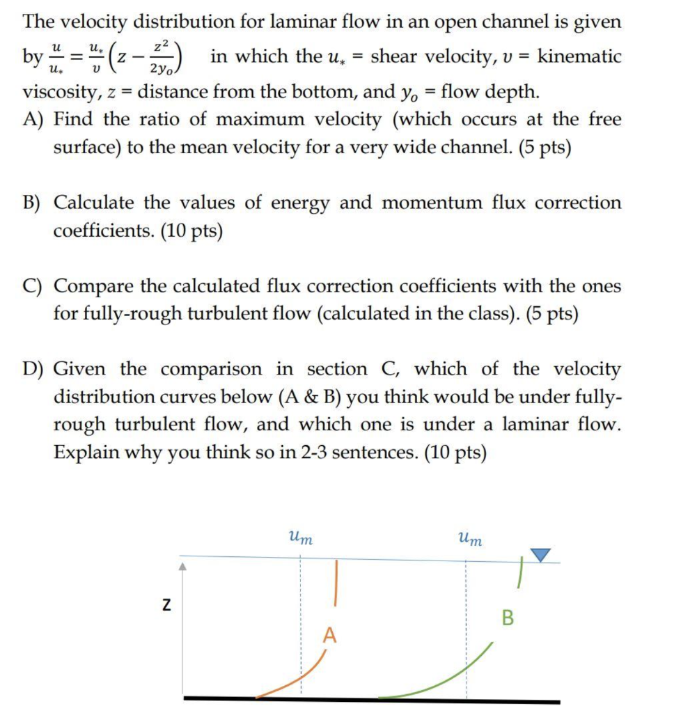 Solved u u Z- u. บ 2y. The velocity distribution for laminar | Chegg.com