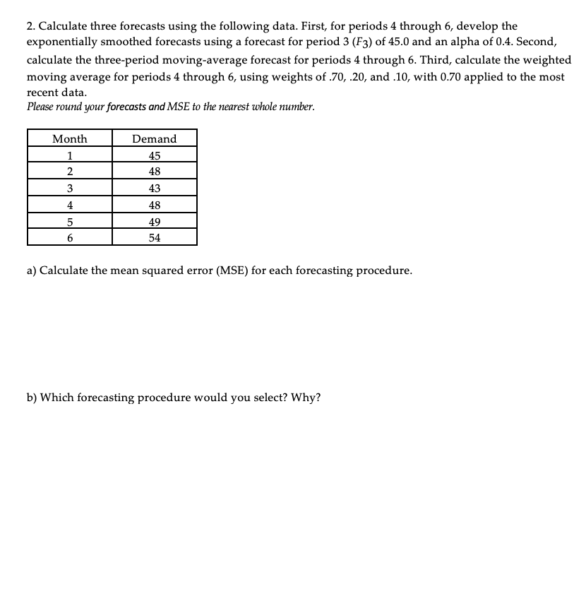 Solved Forecasting Handouts 1. The marketing department for | Chegg.com