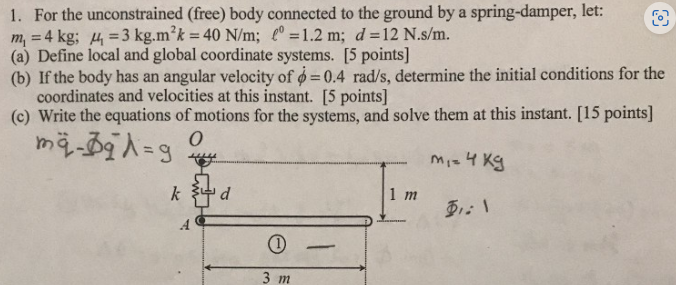 Solved 1. For the unconstrained (free) body connected to the | Chegg.com