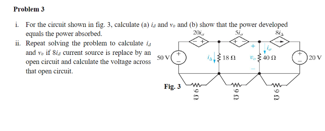 Solved I For The Circuit Shown In Fig 3 Calculate A IΔ
