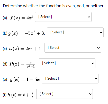 Solved Determine whether the function is even, odd, or | Chegg.com