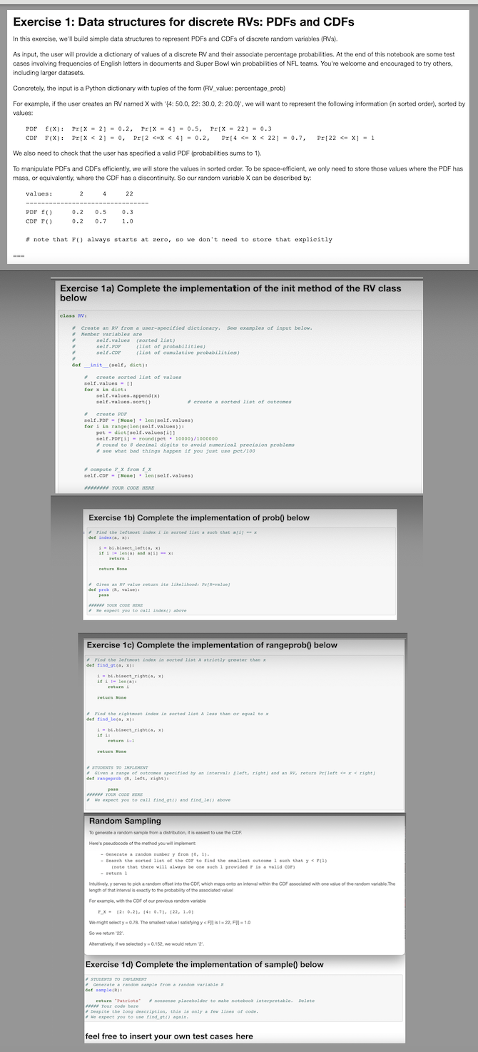 Solved Exercise 1: Data structures for discrete RVs: PDFs | Chegg.com