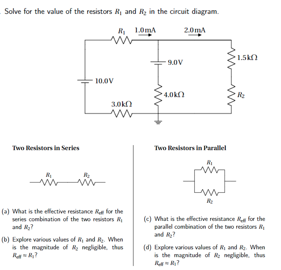 Solved Solve for the value of the resistors R1 and R2 in the | Chegg.com