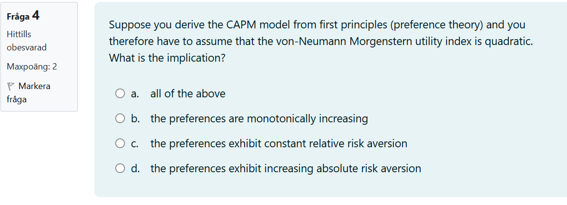 Solved Suppose you derive the CAPM model from first | Chegg.com
