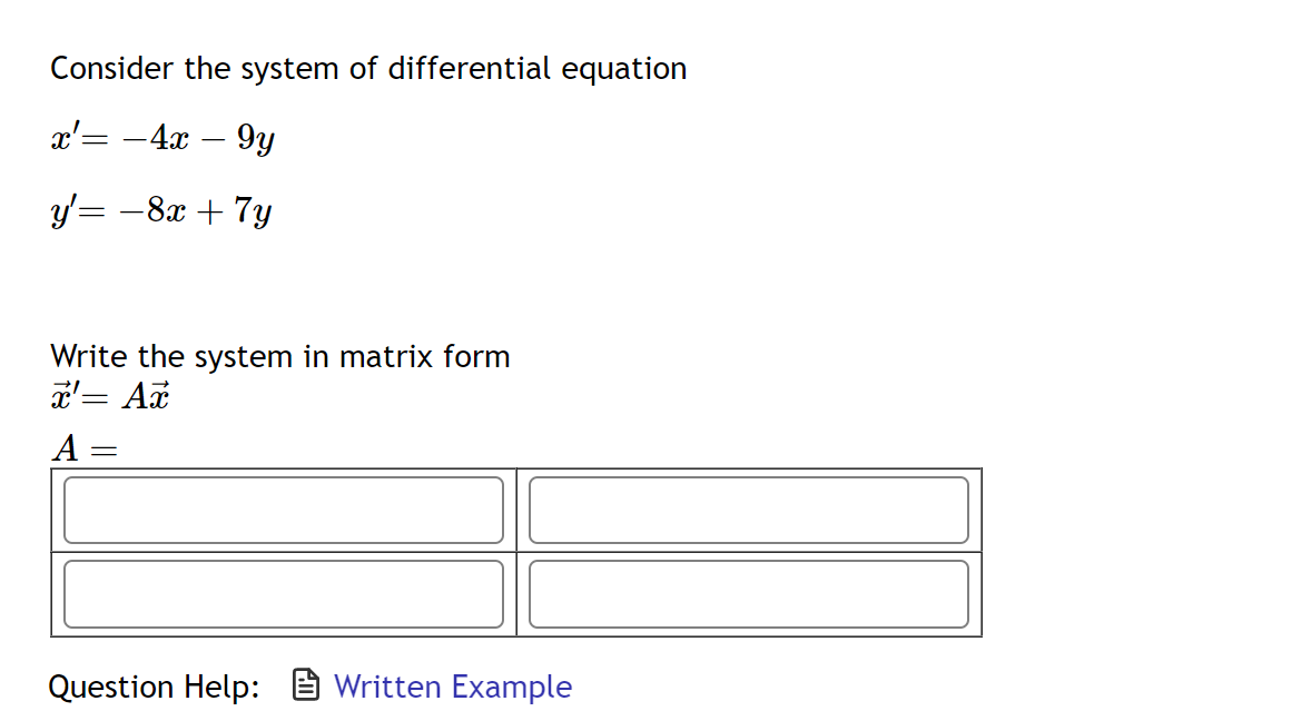 Solved Consider the system of differential equation | Chegg.com