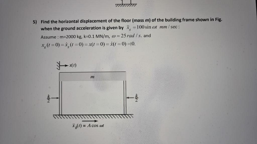Solved 5) Find the horizontal displacement of the floor | Chegg.com