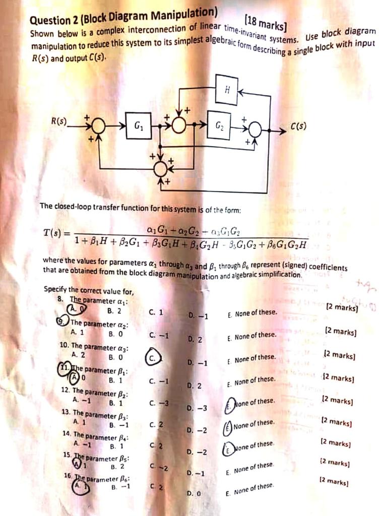 Solved Question 2 (Block Diagram Manipulation) Shown below | Chegg.com