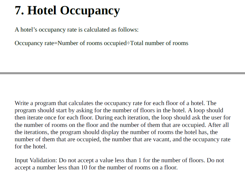 Solved 7. Hotel Occupancy A hotel's occupancy rate is | Chegg.com