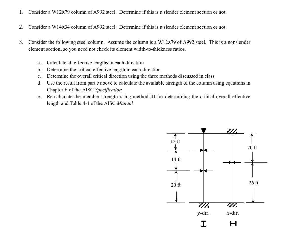 Solved 1. Consider a W12x79 column of A992 steel. Determine | Chegg.com
