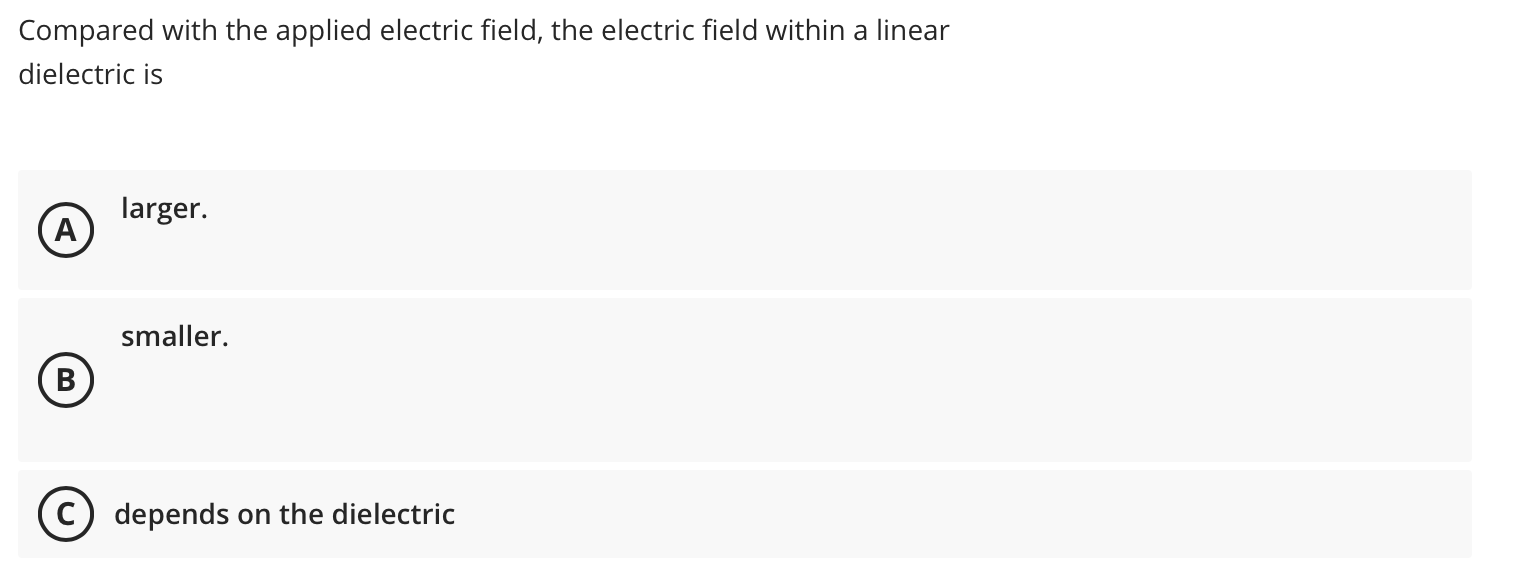 Solved Compared with the applied electric field, the | Chegg.com
