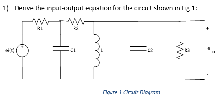 Solved 1) Derive the input-output equation for the circuit | Chegg.com