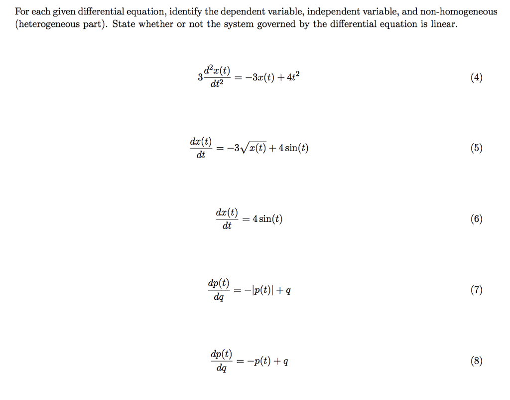 Solved For each given differential equation, identify the | Chegg.com