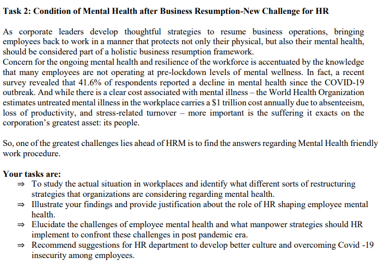 Solved Task 1: Technology-driven work strategy-New challenge | Chegg.com