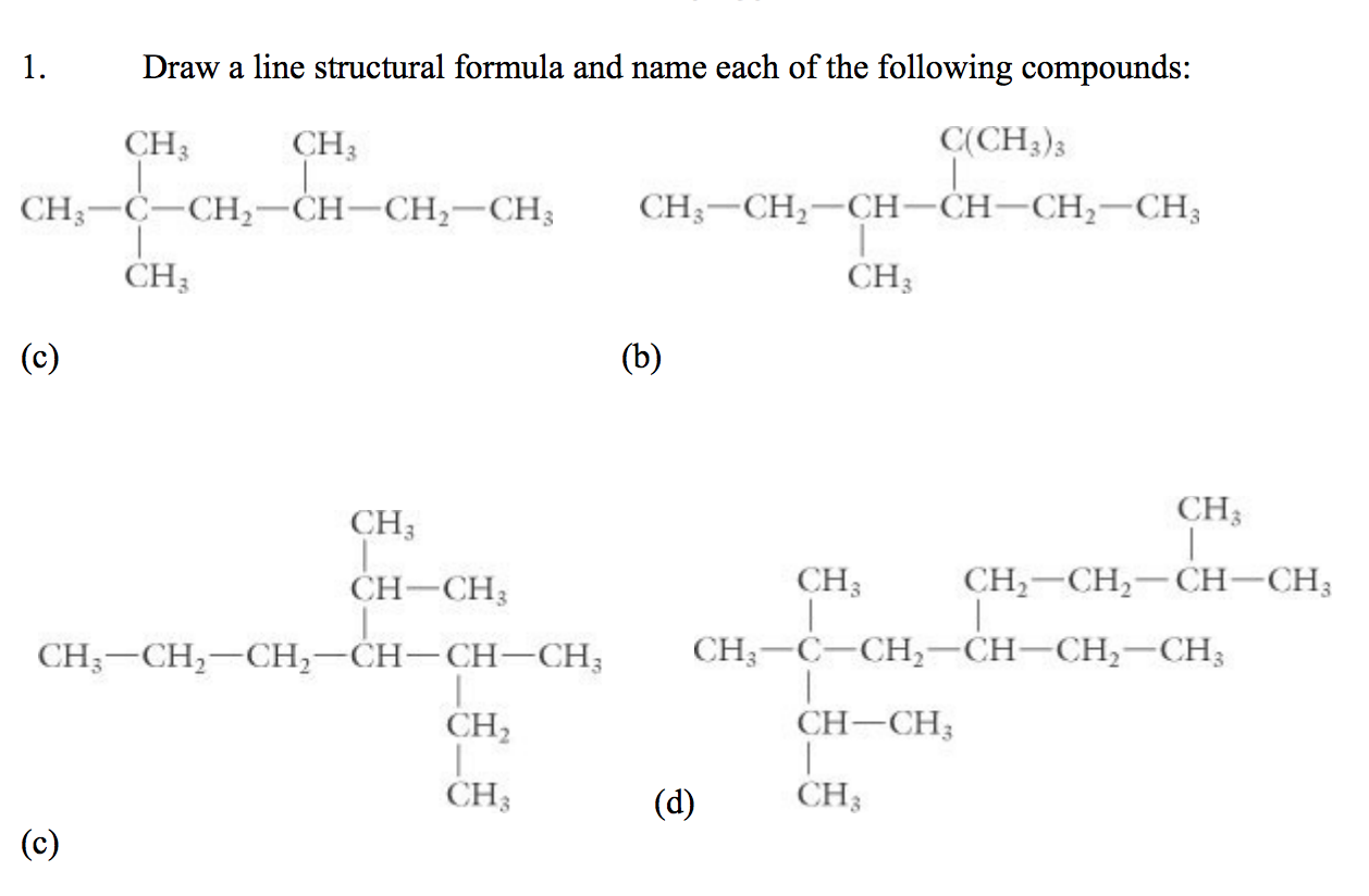 Solved 1. Draw a line structural formula and name each of | Chegg.com