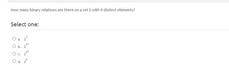 Solved How many binary relations are there on a set S ﻿with | Chegg.com