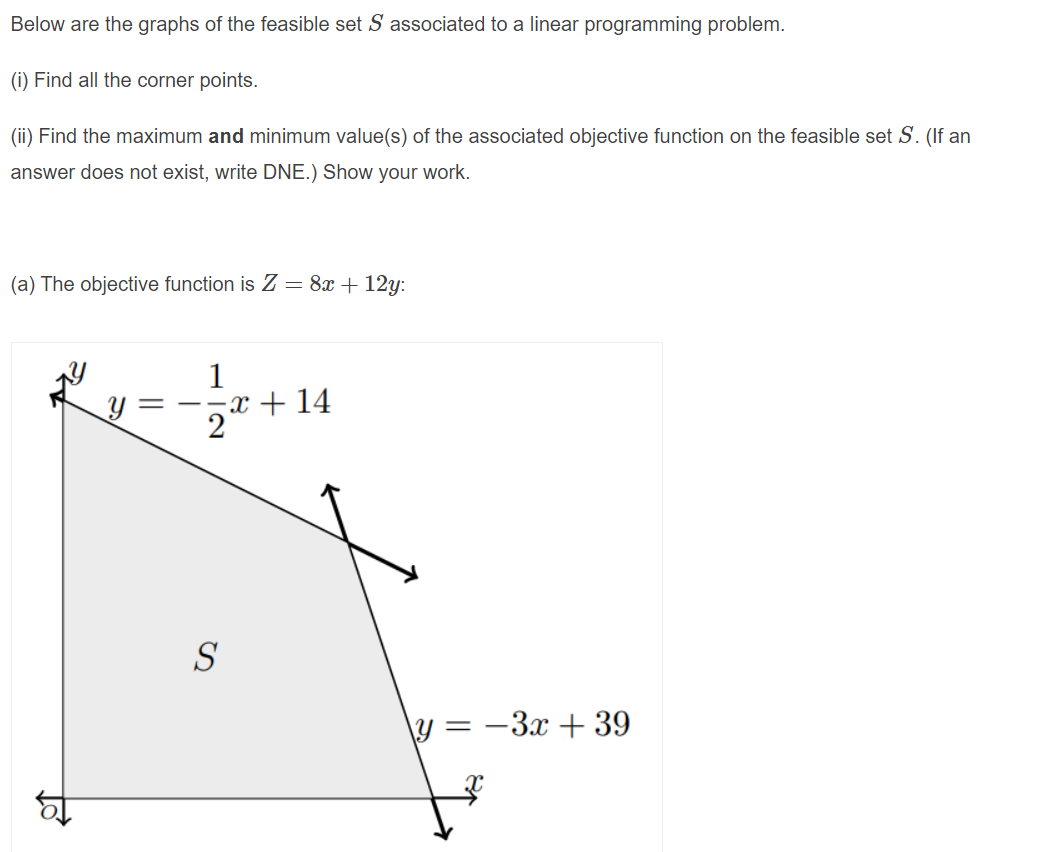 Solved Below are the graphs of the feasible set S associated | Chegg.com