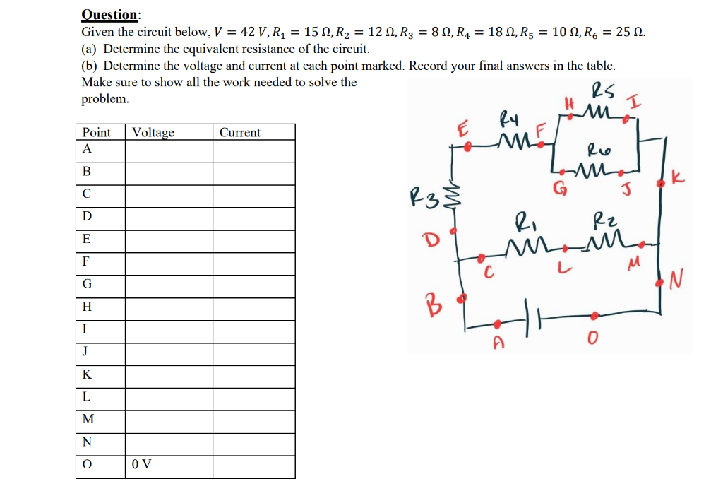 Solved Question: Given the circuit below, V=42 | Chegg.com