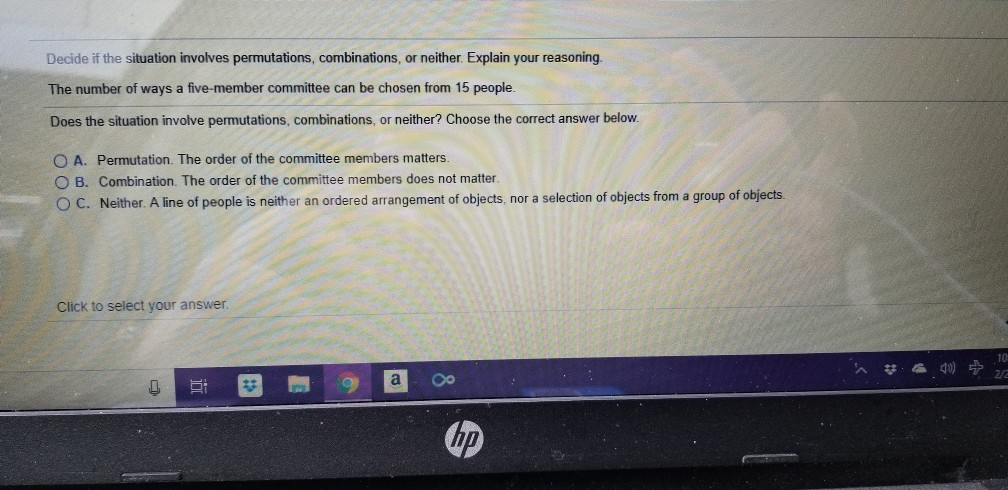 Solved Decide If The Situation Involves Permutations