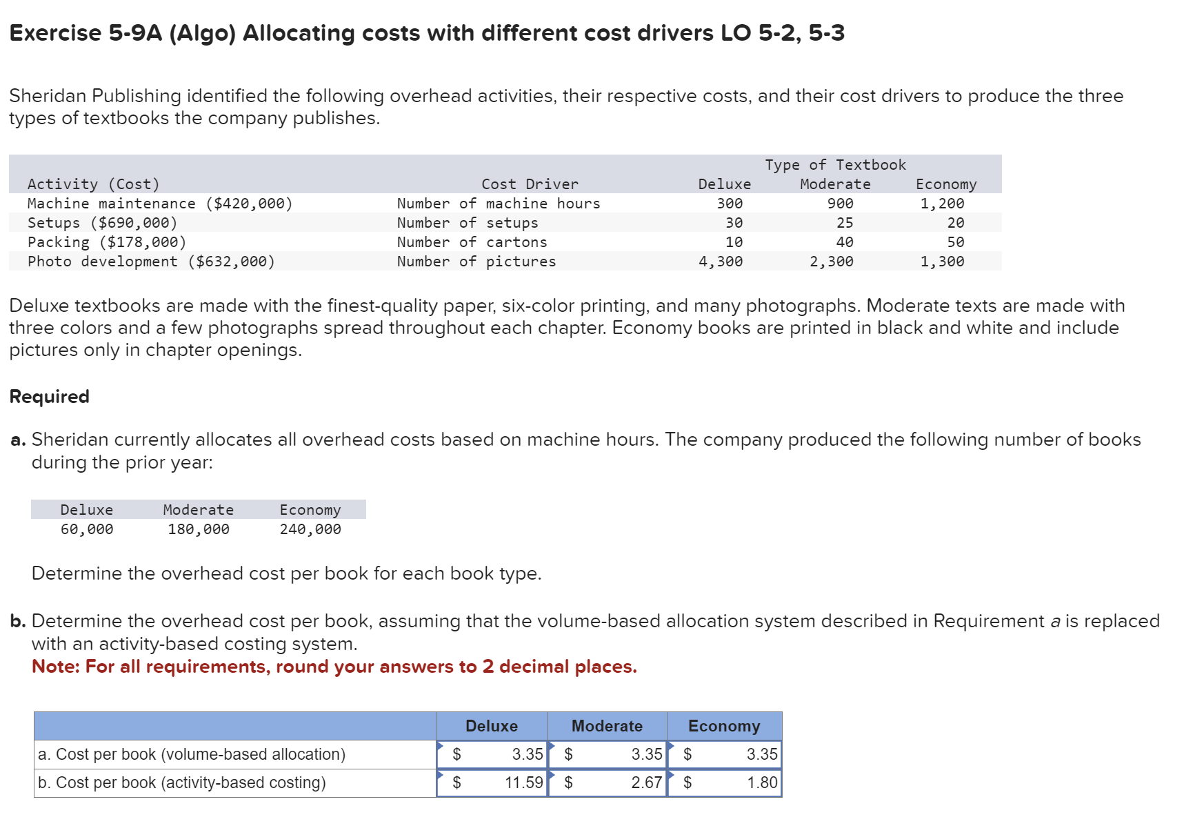 Solved Exercise 5-9A (Algo) Allocating costs with different | Chegg.com