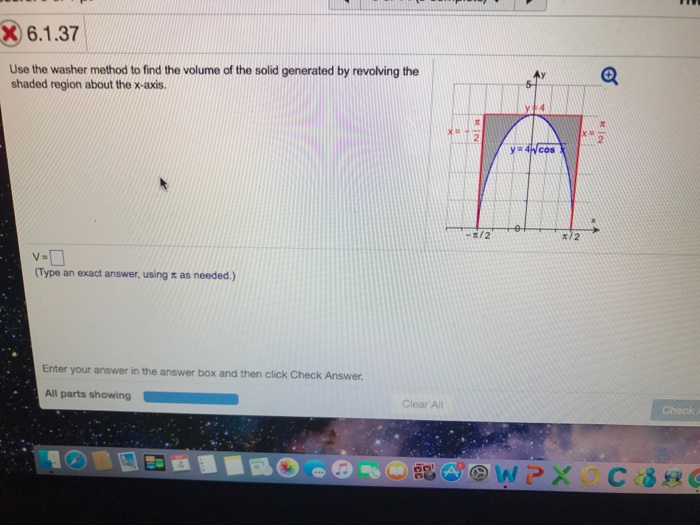 Solved Use the washer method to find the volume of the solid | Chegg.com