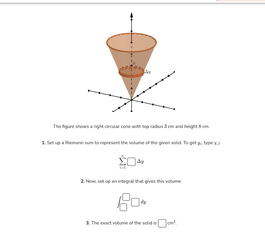 Solved The figure shows a right circular cone with top | Chegg.com