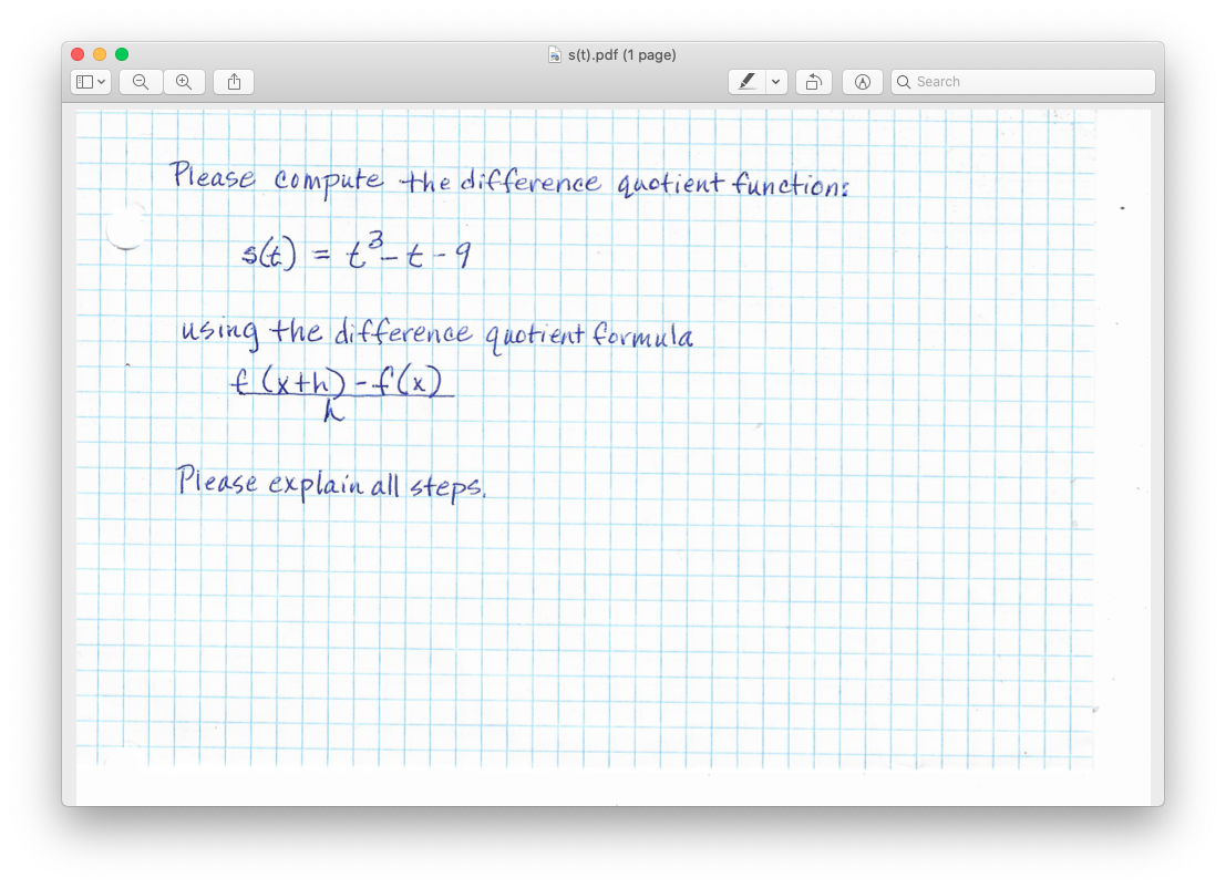 Please compute the difference quotient function: | Chegg.com