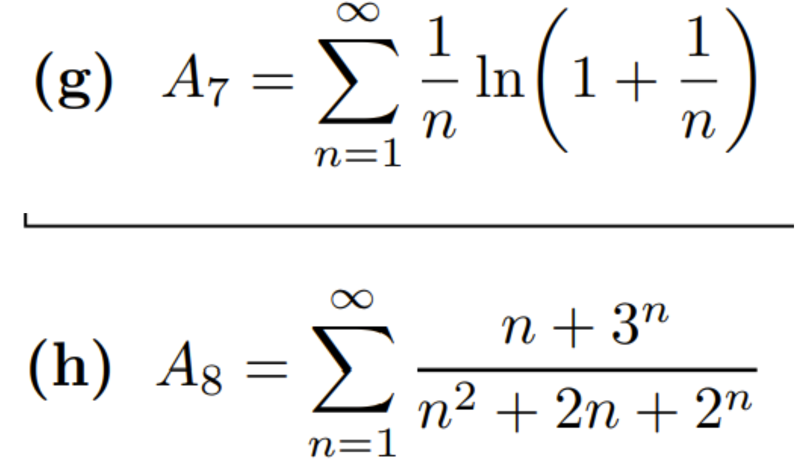 Solved (g) \\( \\quad A_{7}=\\sum_{n=1}^{\\infty} | Chegg.com