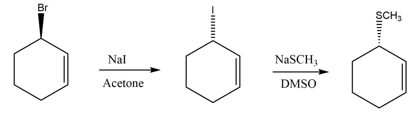 Solved Br SCH3 n. NaI NaSCH3 Acetone DMSO | Chegg.com