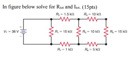Solved In figure below solve for Rtot and Itot. (15pts) R= | Chegg.com