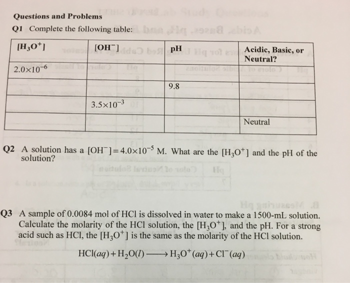 Solved Questions and Problems Q1 Complete the following | Chegg.com