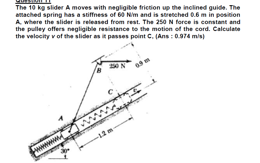 Solved The 10 kg slider A moves with negligible friction up | Chegg.com