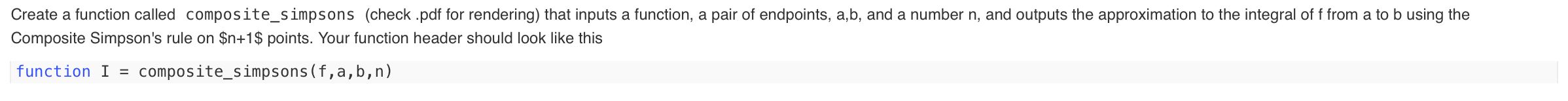 Solved Create a function called composite_simpsons (check | Chegg.com