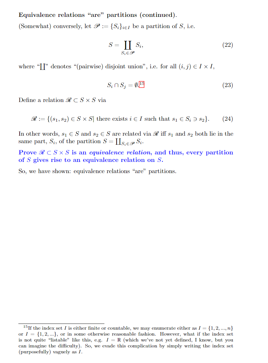 Solved Equivalence relations "are" partitions (continued). | Chegg.com