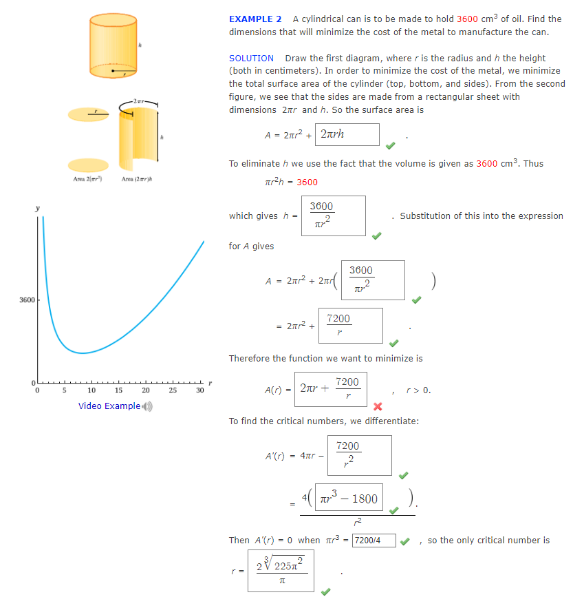 Solved EXAMPLE 2 A cylindrical can is to be made to hold | Chegg.com