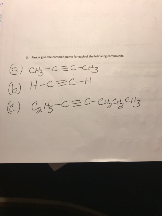 Solved 3. Please give the common name for each of the | Chegg.com