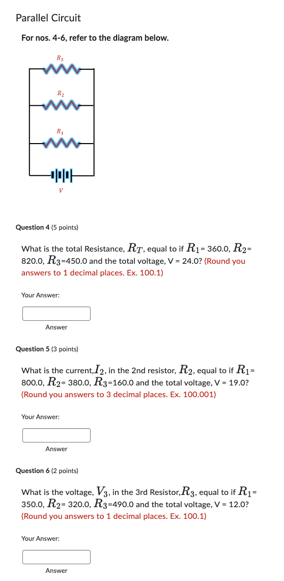 Solved Parallel Circuit For nos. 4-6, refer to the diagram | Chegg.com