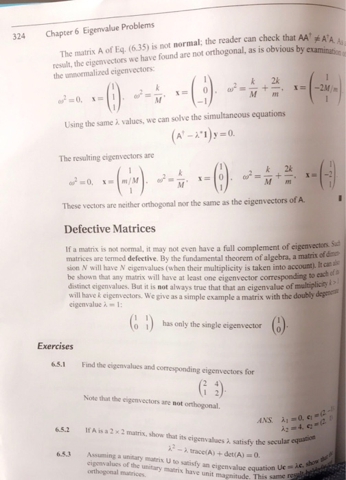 Solved Find the eigenvalues and eigenvectors of 3 mass | Chegg.com