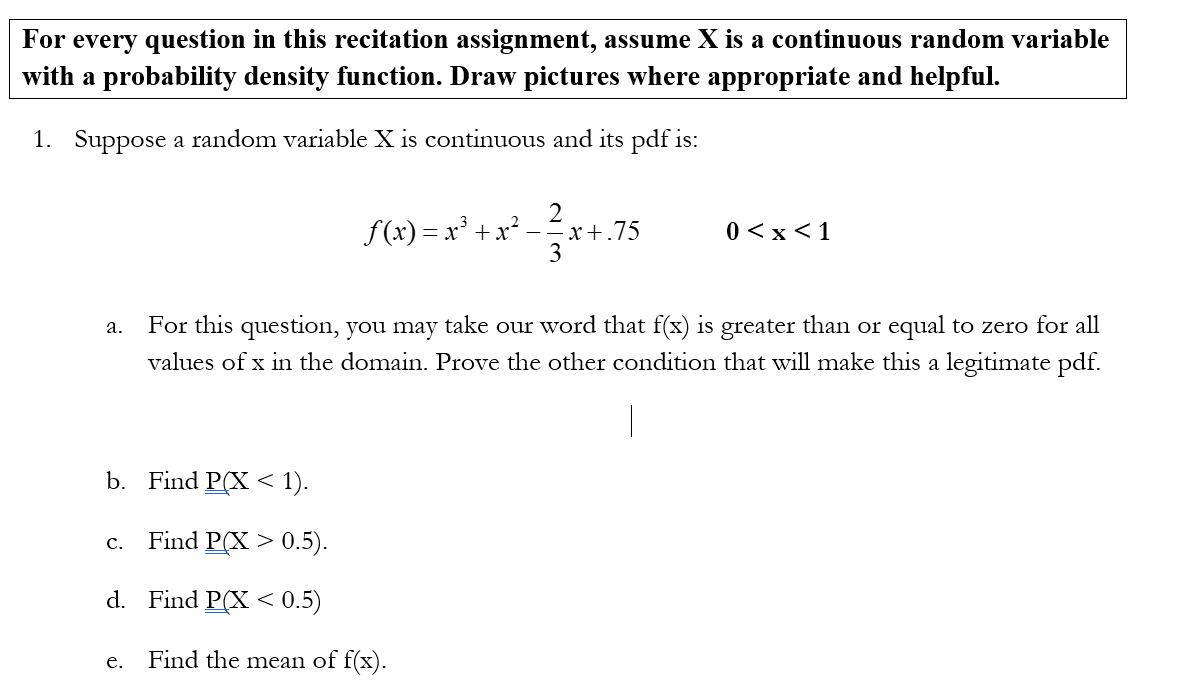 Solved For every question in this recitation assignment, | Chegg.com