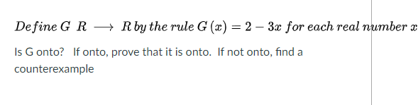 Solved Define G R + R by the rule G (x) = 2 – 3x for each | Chegg.com