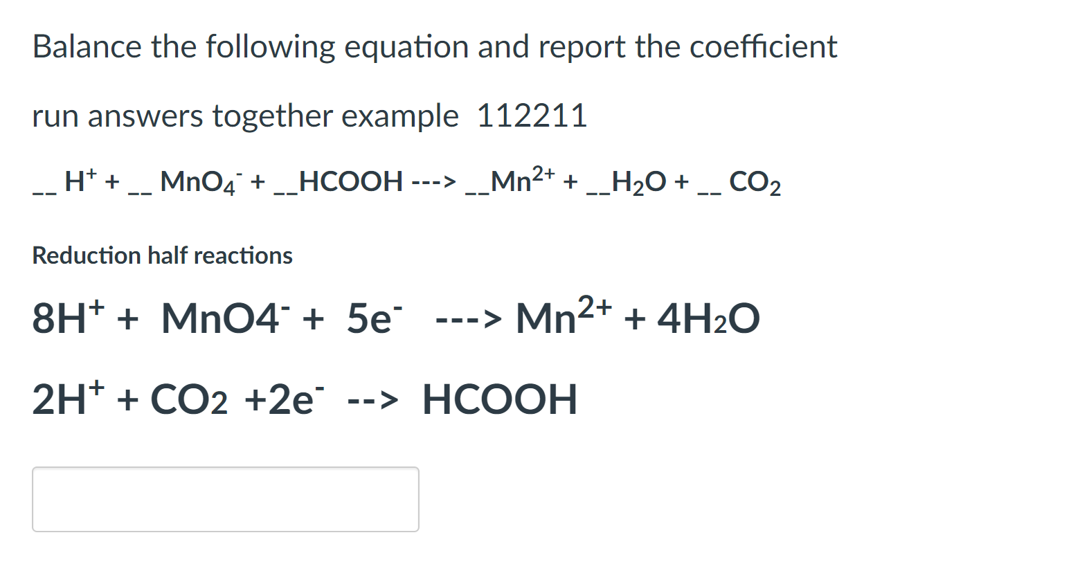Solved Balance the following equation and report the | Chegg.com