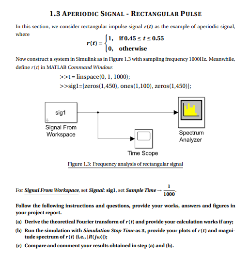 Solved 1.3 APERIODIC SIGNAL - RECTANGULAR PULSE In this | Chegg.com