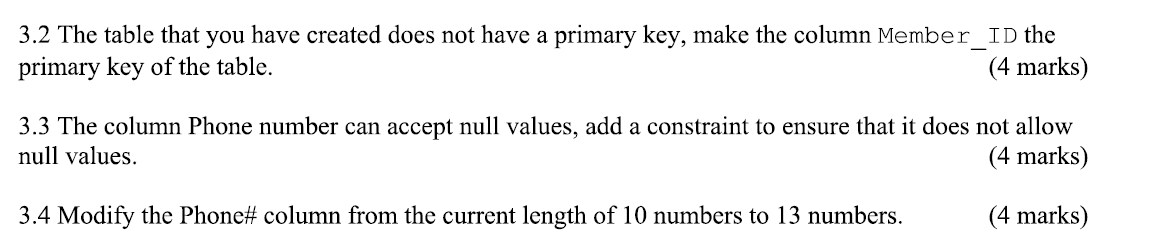 Solved Question 3 [50 marks] 3.1 Create a table based on the | Chegg.com