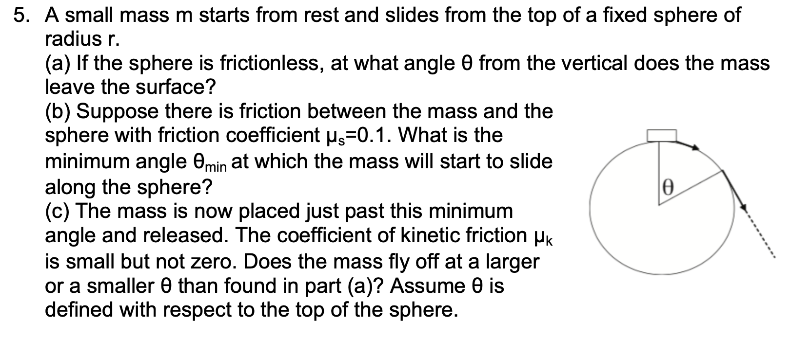 Solved 5. A small mass m starts from rest and slides from | Chegg.com